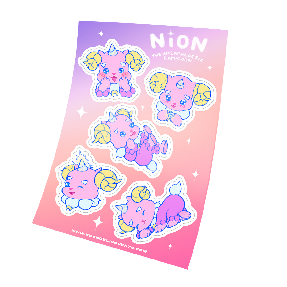 Nion Sticker Sheet – Neon Delinquents